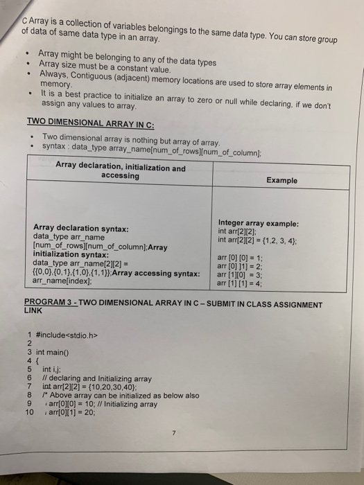 Solved element in the array with a value of 50.0. All arrays | Chegg.com