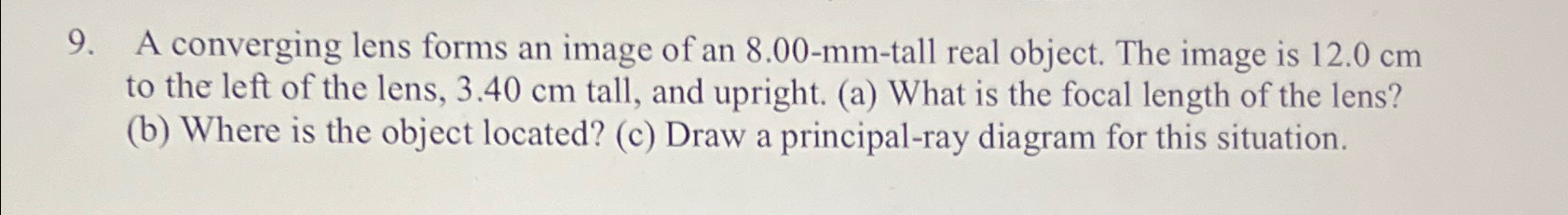 Solved A converging lens forms an image of an 8.00-mm-tall | Chegg.com