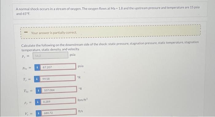 Solved A normal shock occurs in a stream of oxygen. The | Chegg.com