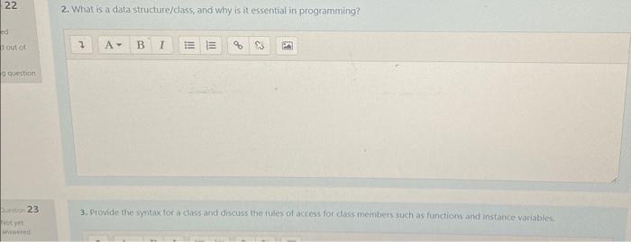 Solved 2. What is a data structure/class, and why is it | Chegg.com Solved 2. What is a data structure/class, and why is it | Chegg.com