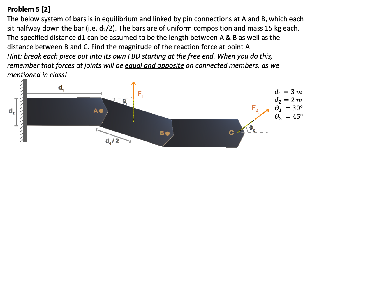 Solved Problem 5 [2]The below system of bars is in | Chegg.com