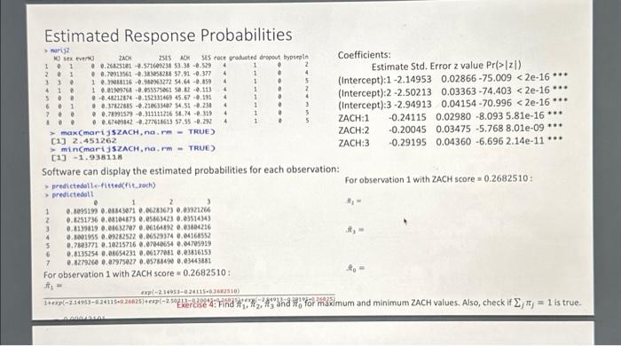 Solved Estimated Response Probabilities Software can display | Chegg.com