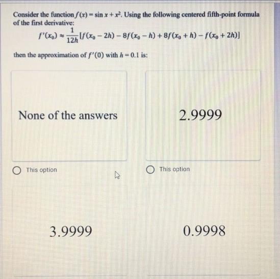Solved Consider the function f(x) = sin x + x Using the | Chegg.com