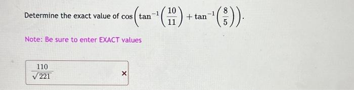 Solved Determine the exact value of | Chegg.com
