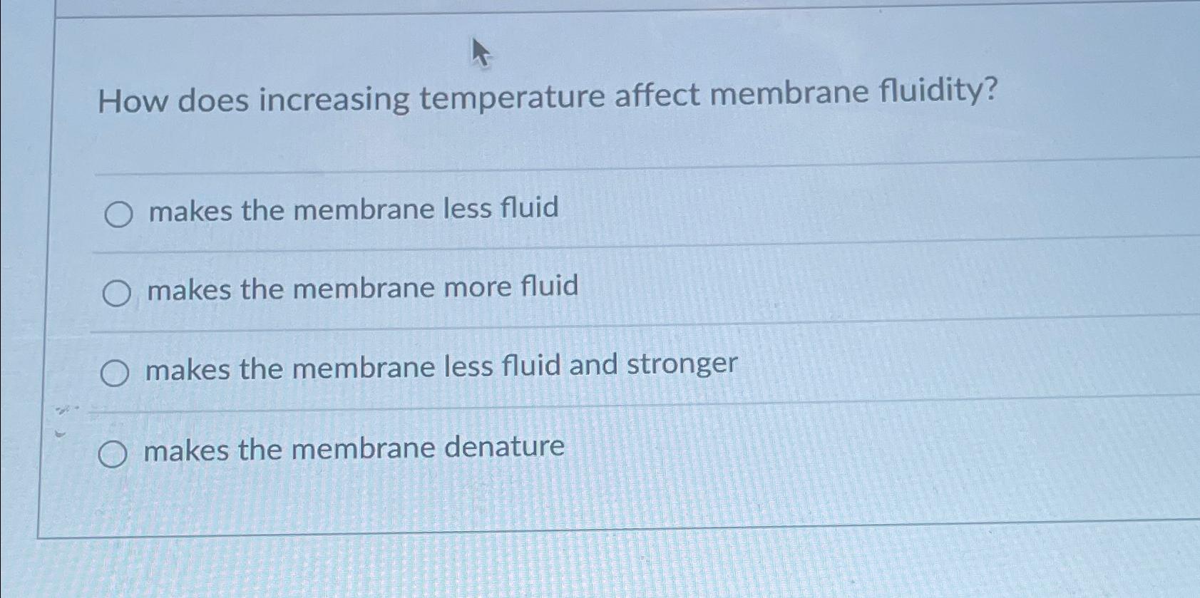 Solved How does increasing temperature affect membrane | Chegg.com