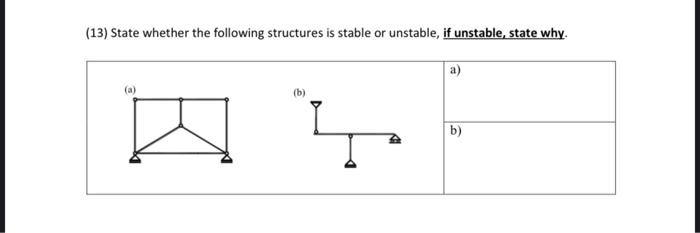 Solved (13) State whether the following structures is stable | Chegg.com