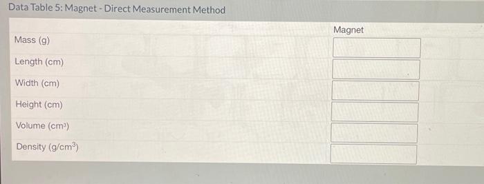 Solved Part 2: Volume and Density Measurements (Solid) 11 | Chegg.com
