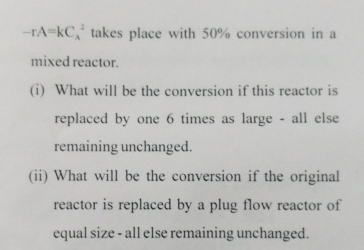 [Solved]: A homogeneous Liquid Phase Reaction -rA=kC_(A)^(2