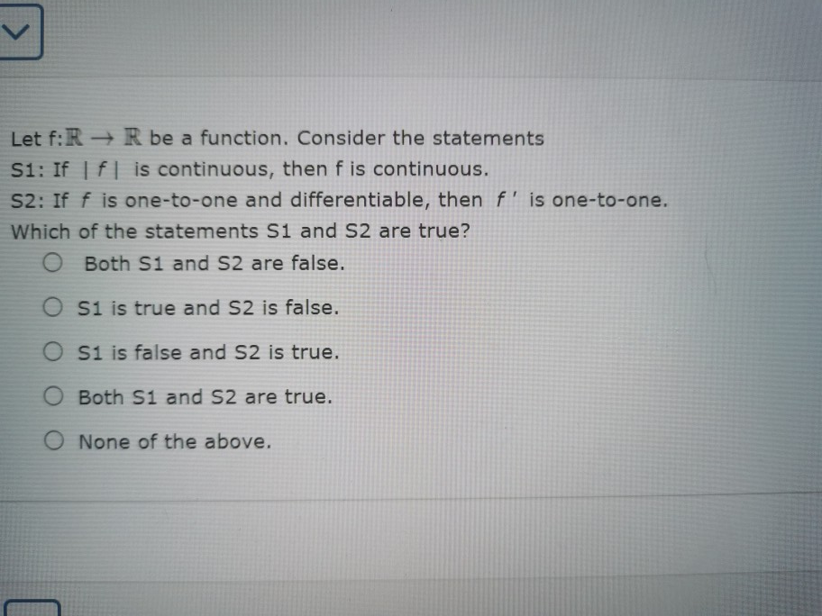 Solved Let f: R R be a function. Consider the statements S1: | Chegg.com