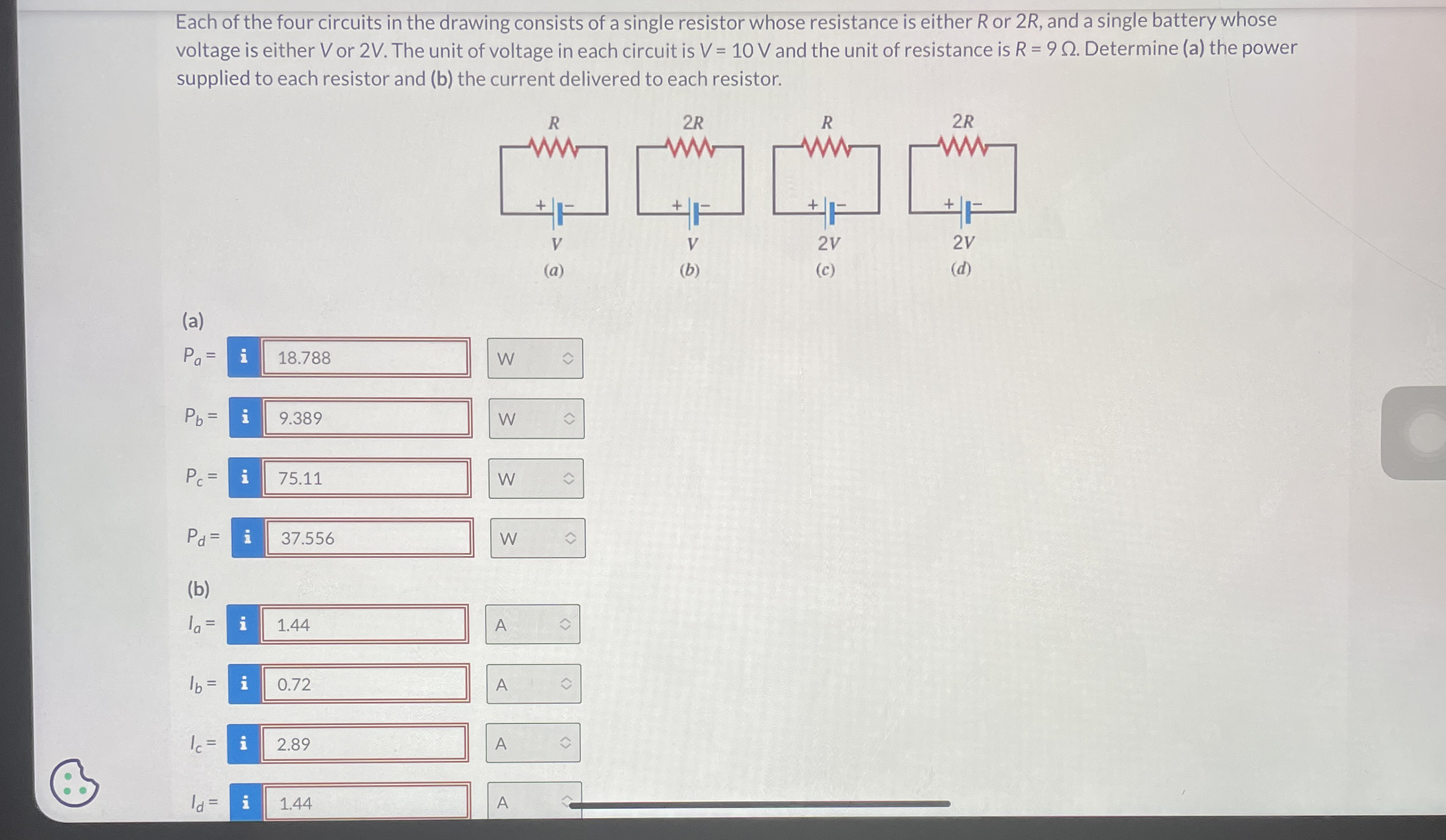 Solved Each of the four circuits in the drawing consists of | Chegg.com