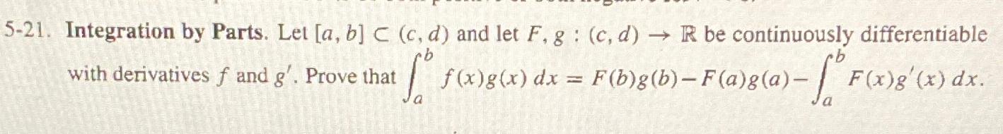 Solved 5-21. ﻿Integration by Parts. Let [a,b]sub(c,d) ﻿and | Chegg.com
