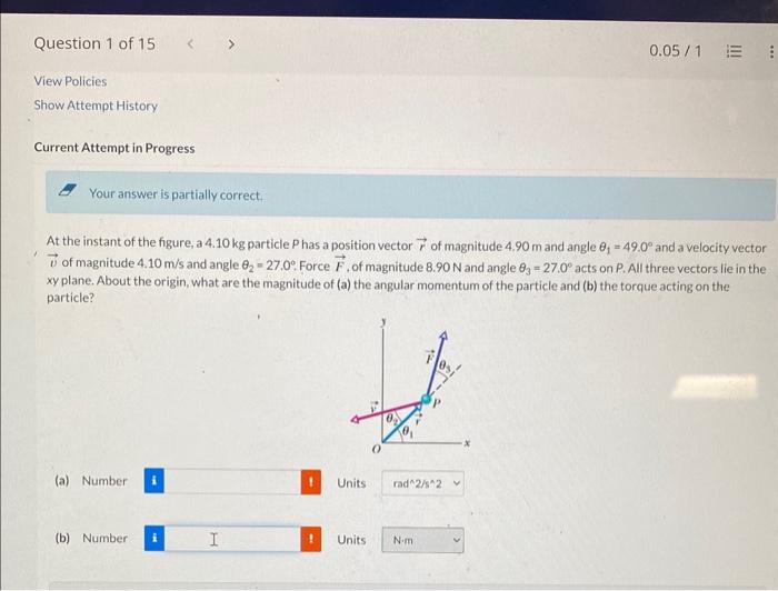 Solved At the instant of the figure, a 4.10 kg particle P | Chegg.com