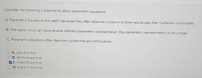 Solved Consider the following 3 ﻿statements about parametric | Chegg.com