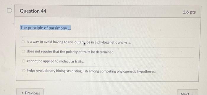 Solved The principle of parsimony is a way to avoid having | Chegg.com