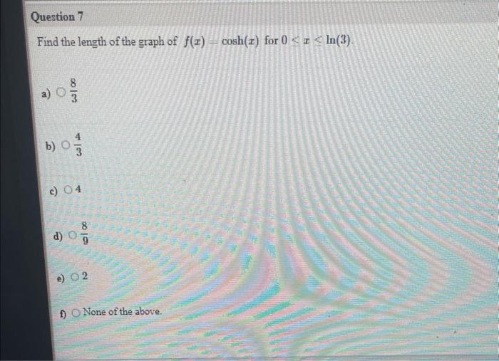 Solved Find the length of the graph of f(x)=cosh(x) for 0 | Chegg.com