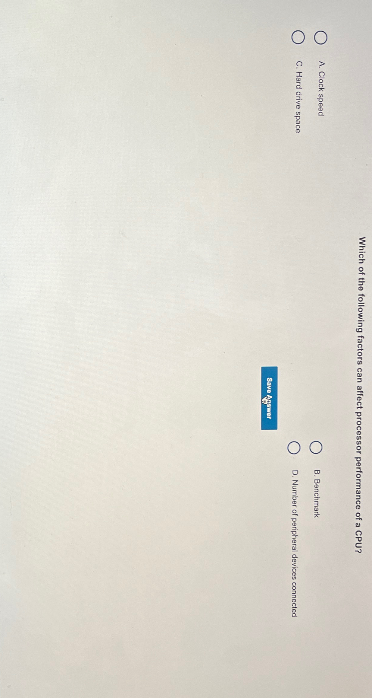 Solved Which of the following factors can affect processor | Chegg.com