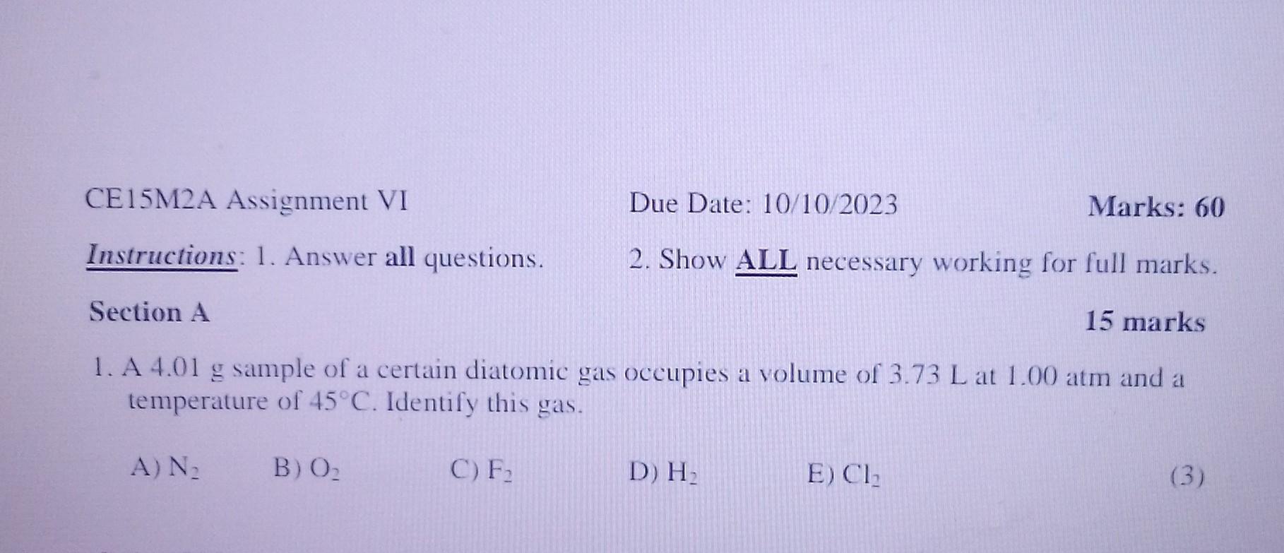 Solved CE15M2A Assignment VI Instructions: 1. Answer all | Chegg.com