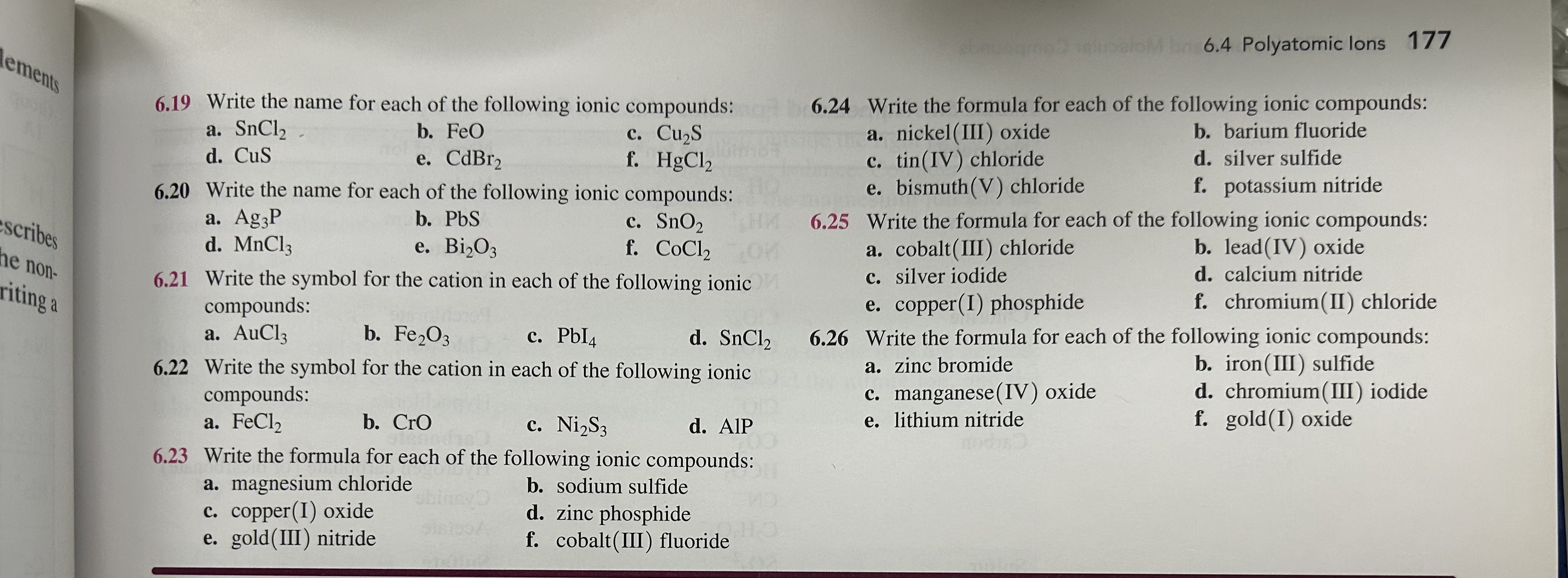 Solved 6.20 ﻿Write the name for each of the following ionic | Chegg.com
