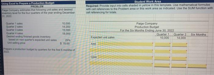 Solved Required: Provide input into cells shaded in yellow | Chegg.com