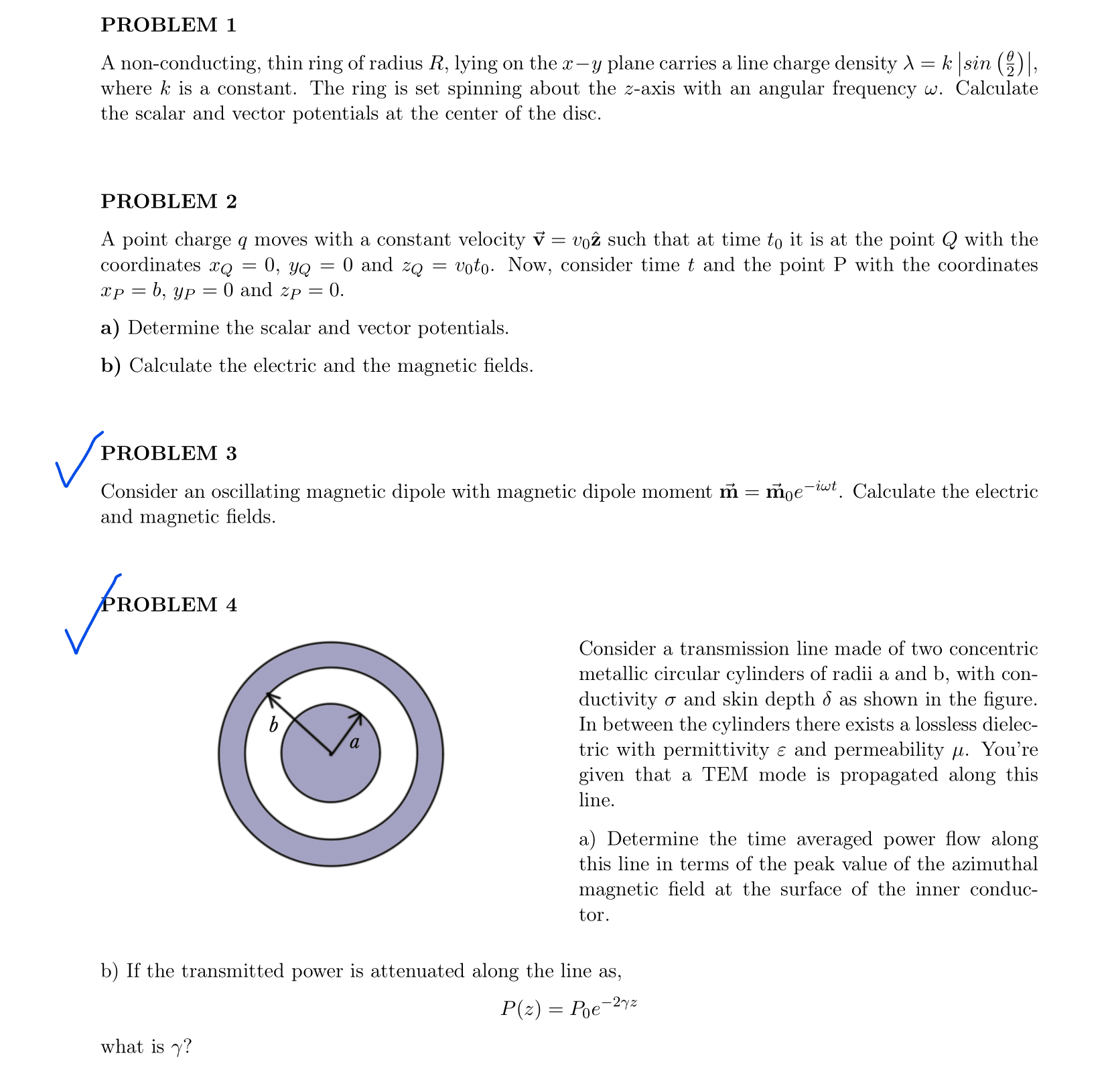 Solved PROBLEM 1A non-conducting, thin ring of radius R, | Chegg.com