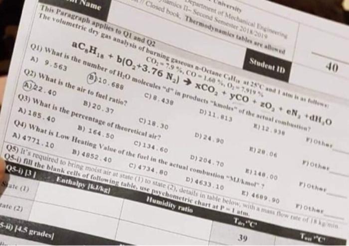 Solved thermodynamics 2 the volumetric dry gas analysis of | Chegg.com ...
