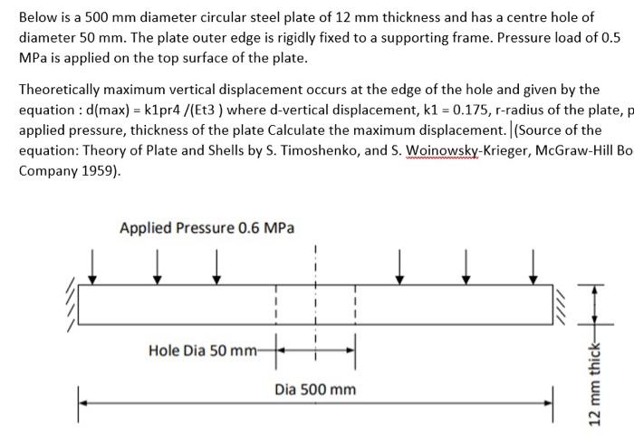 Solved Below is a 500 mm diameter circular steel plate of 12 | Chegg.com