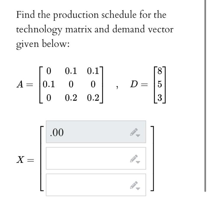 Solved Find the production schedule for the technology | Chegg.com