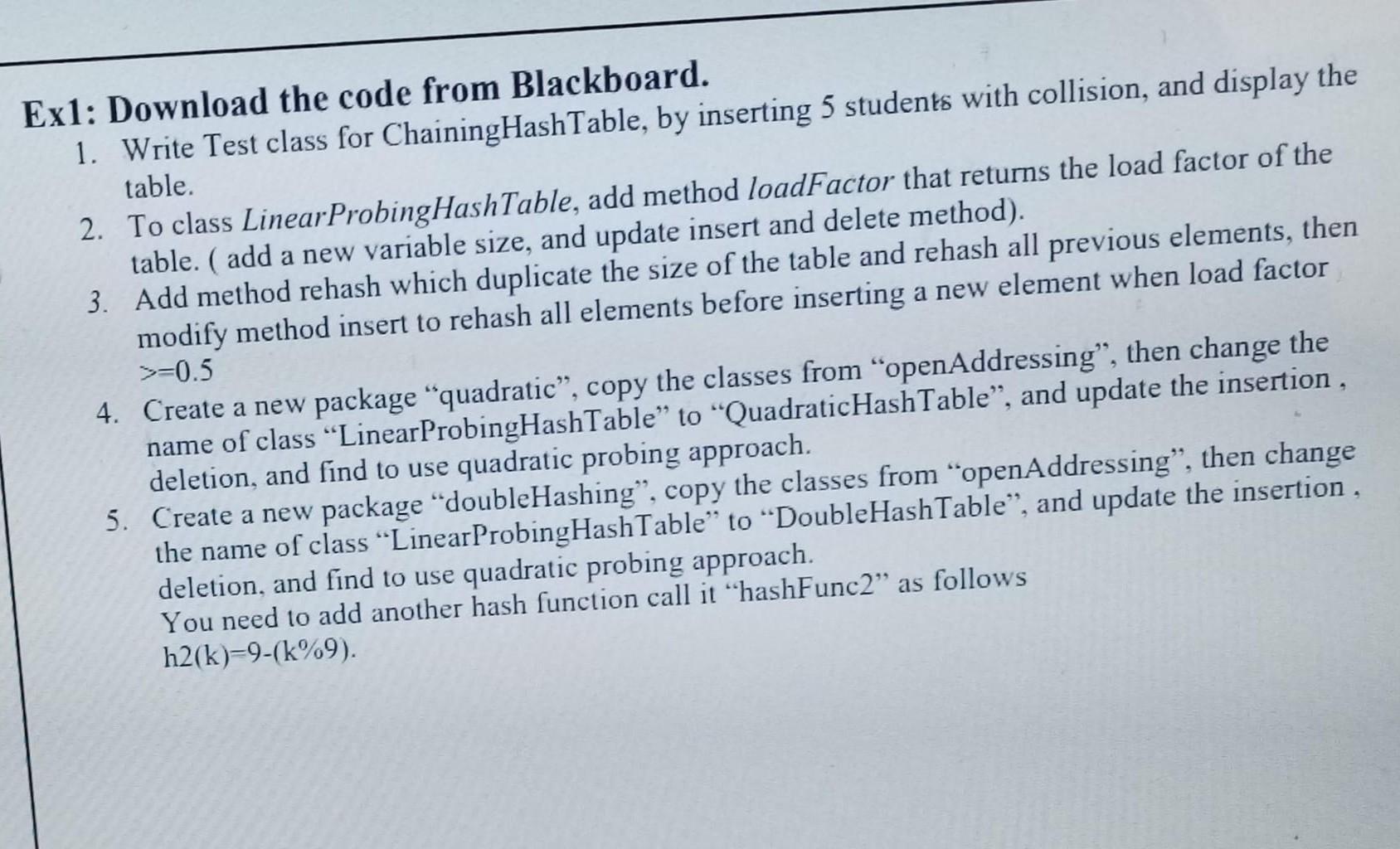 Solved Ex1: Download the code from Blackboard. 1. Write Test | Chegg.com