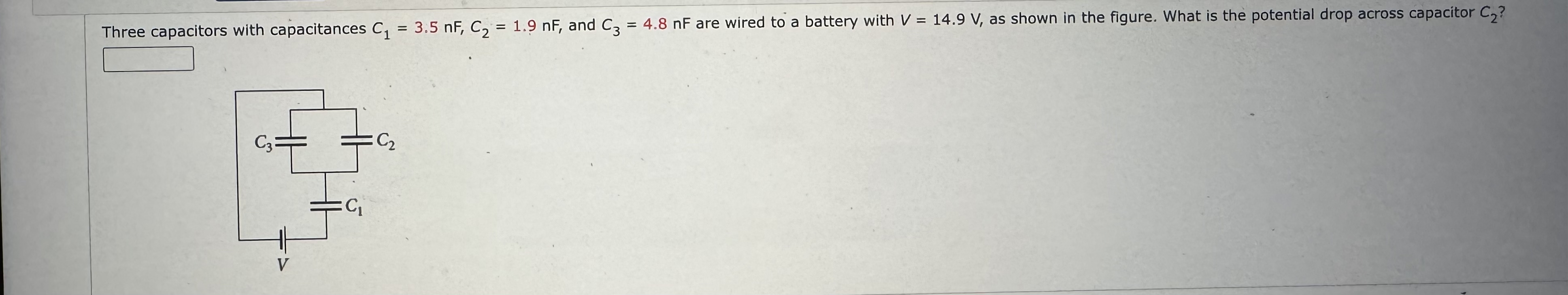 Solved Three capacitors with capacitances C1 = 3.5 ﻿nF, | Chegg.com