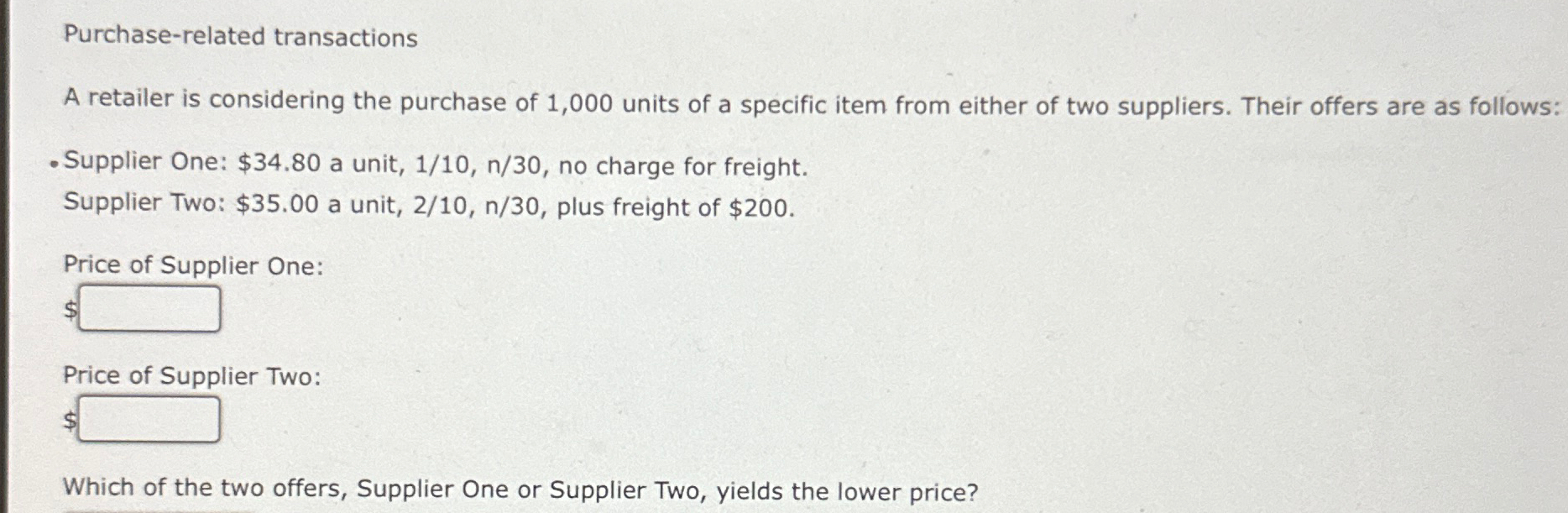 Solved Purchase-related transactionsA retailer is | Chegg.com