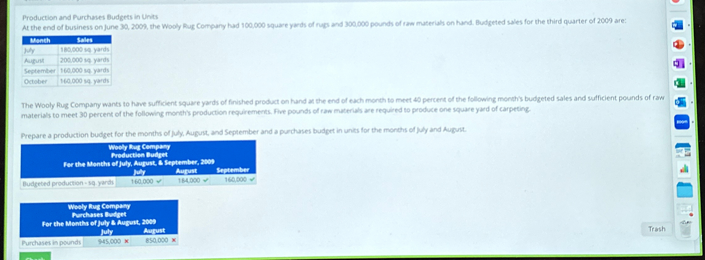 Solved Production and Purchases Budgets in | Chegg.com