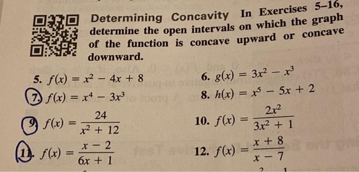Solved Determining Concavity In Exercises 5-16, determine | Chegg.com