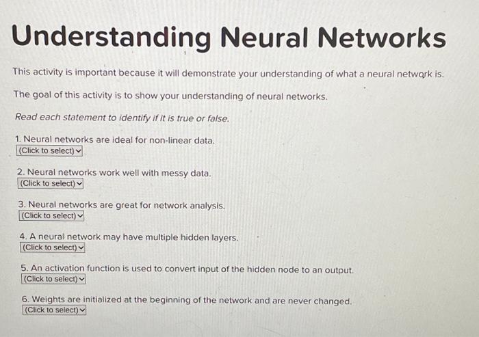 Solved Understanding Neural Networks This activity is | Chegg.com