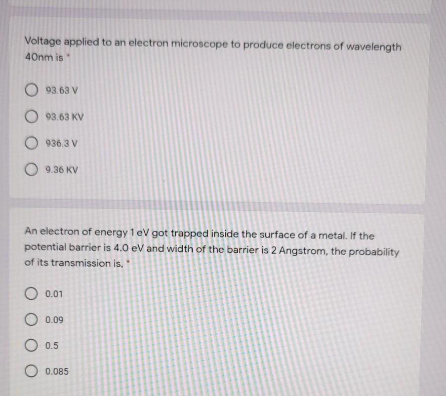 Solved Voltage applied to an electron microscope to produce | Chegg.com