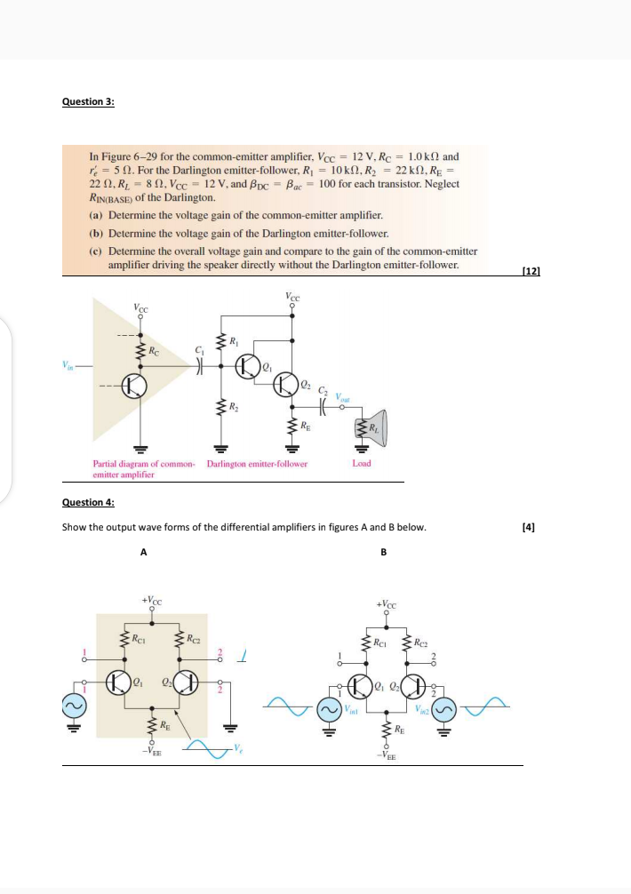 Solved Question 1 Determine the following DC values for the | Chegg.com