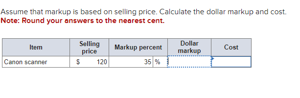 Solved Assume that markup is based on selling price. | Chegg.com