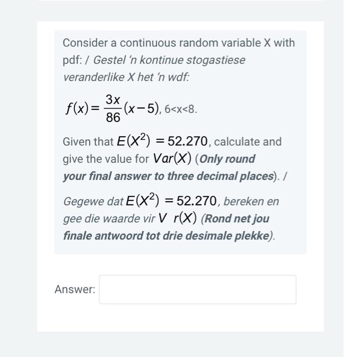 Solved Consider a continuous random variable X with pdf: / | Chegg.com