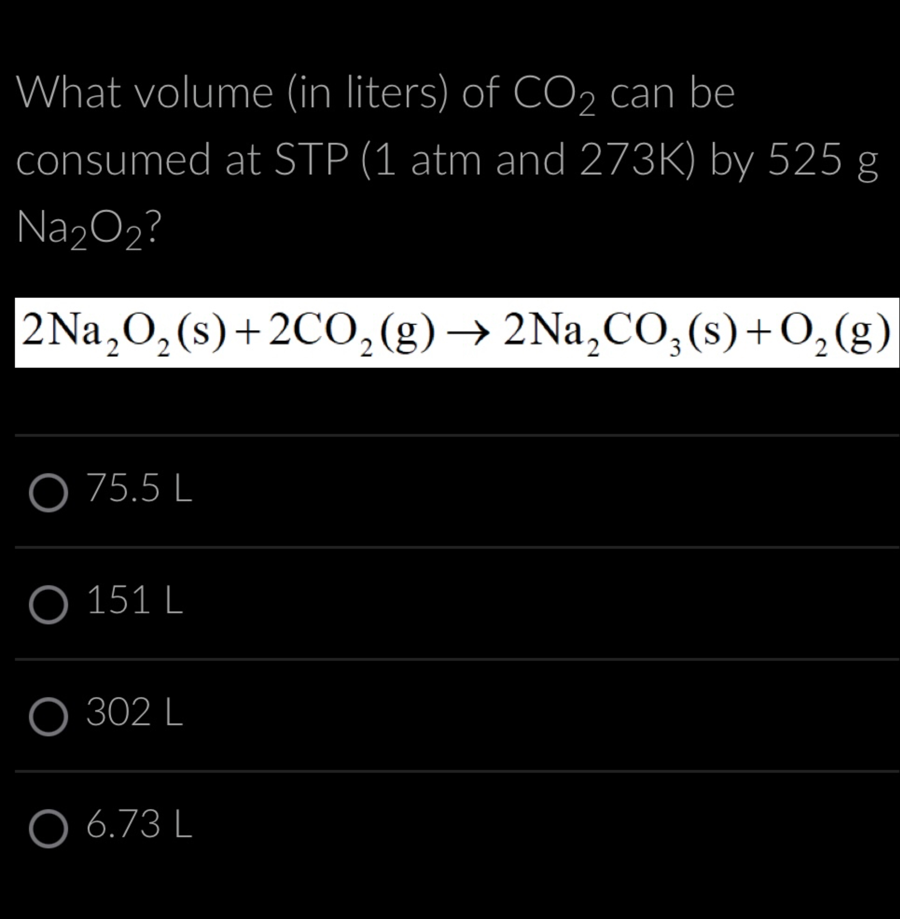 Solved What volume (in liters) ﻿of CO2 ﻿can be consumed at | Chegg.com
