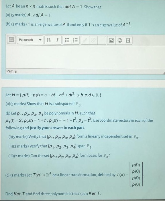 Solved Let A be an nxn matrix such that det A = 1. Show that | Chegg.com