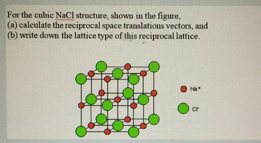 Solved For the cubic NaCl structure, shown in the figure, | Chegg.com