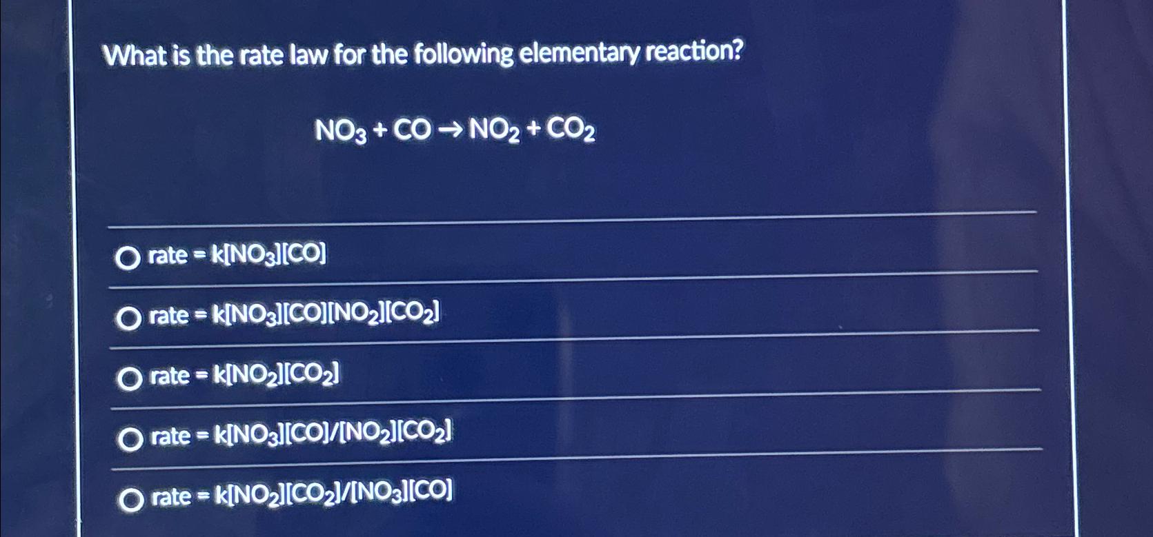 Solved What is the rate law for the following elementary | Chegg.com
