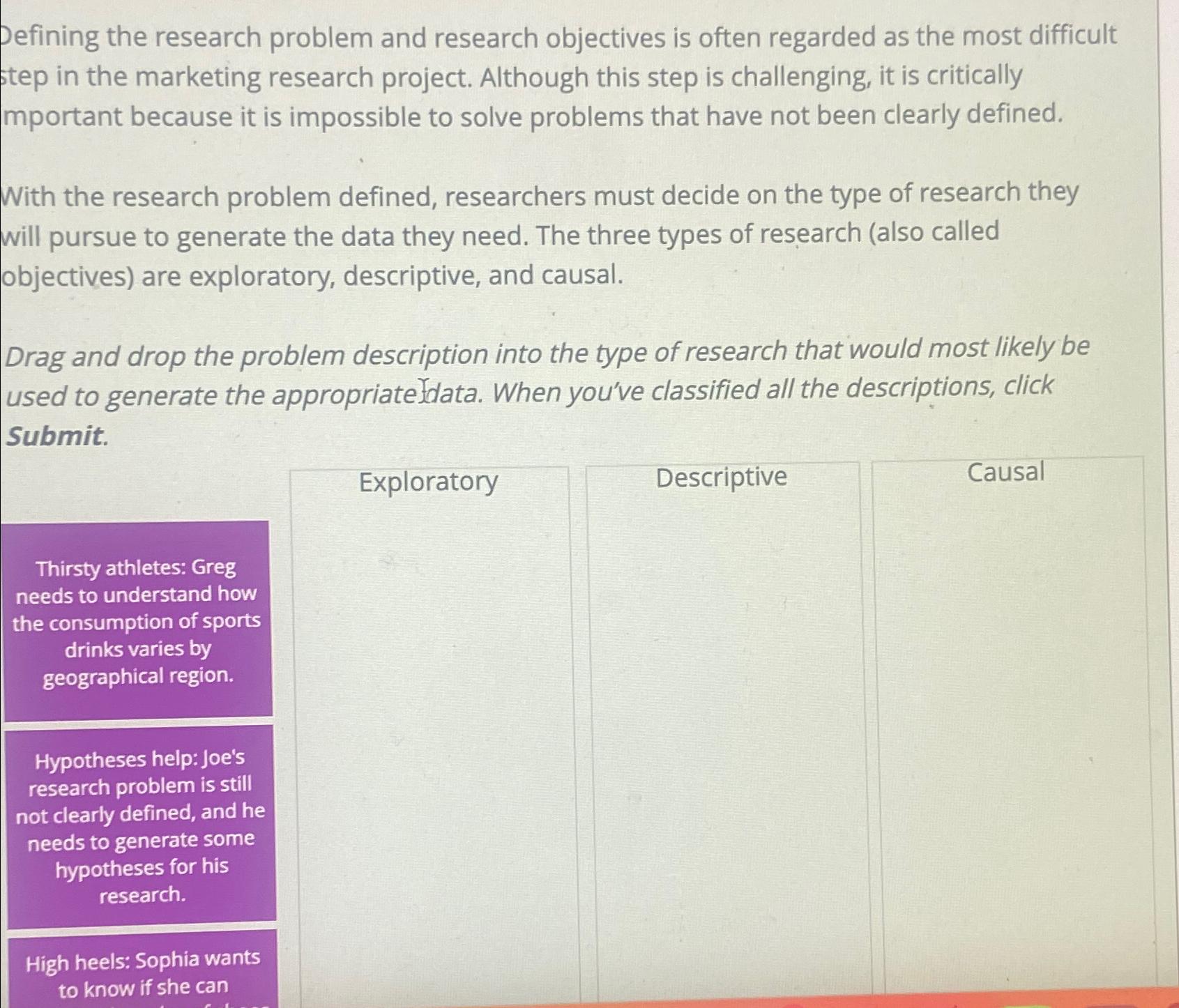 Solved Defining the research problem and research objectives | Chegg.com