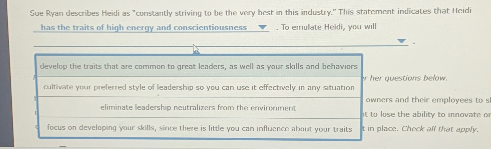 Solved Sue Ryan describes Heidi as "constantly striving to | Chegg.com