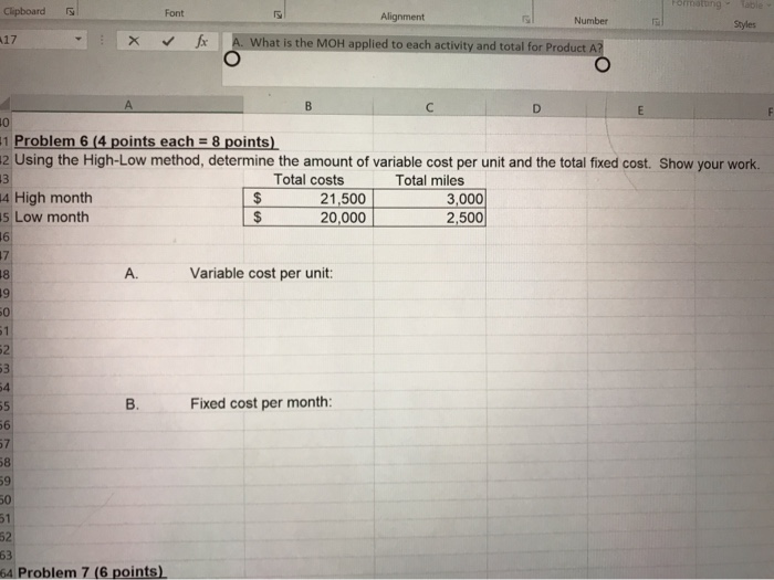 Solved Clipboard Font Alignment Number Styles 17 fx A. What | Chegg.com