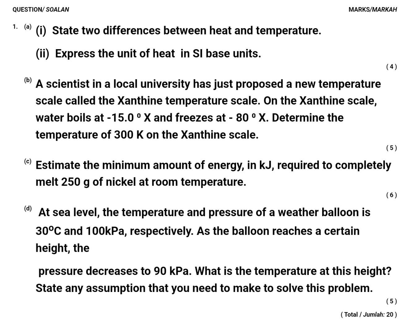 Solved 1. (a) (i) State two differences between heat and | Chegg.com