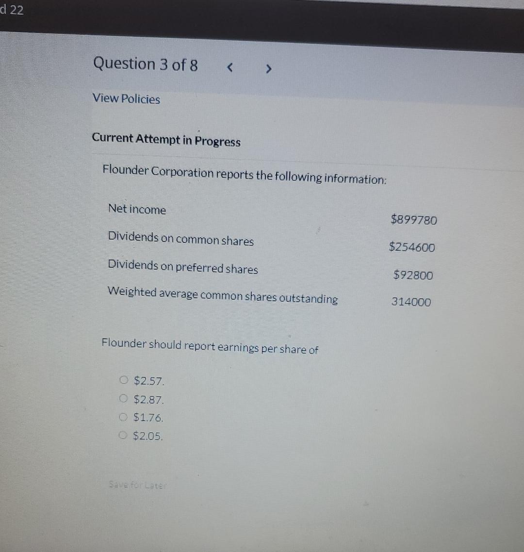 Solved d22Question 3 ﻿of 8View PoliciesCurrent Attempt in | Chegg.com