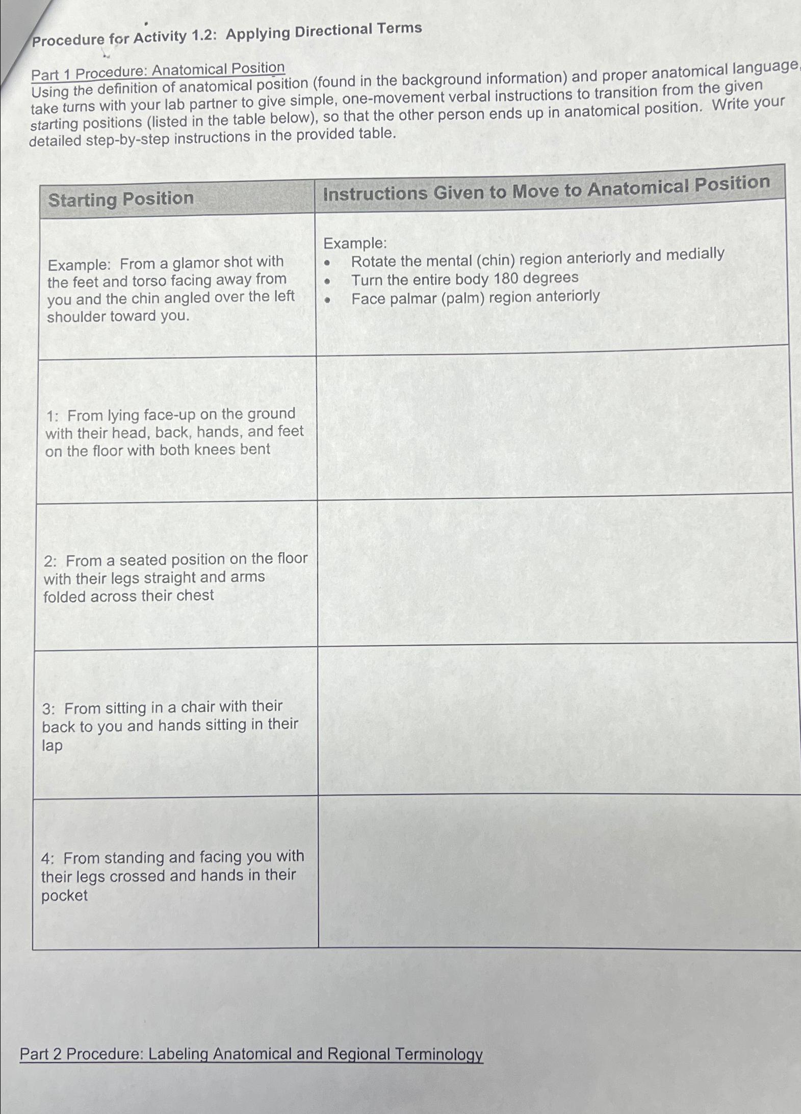 Solved Procedure for Activity 1.2: Applying Directional | Chegg.com