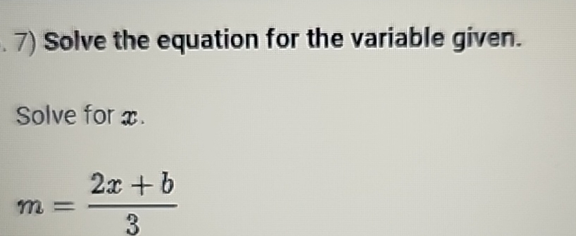 Solved Solve the equation for the variable given.Solve for | Chegg.com