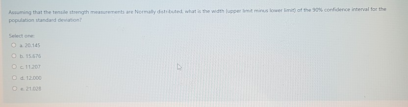 Solved The tensile strength in MPa (megapascals) measured | Chegg.com