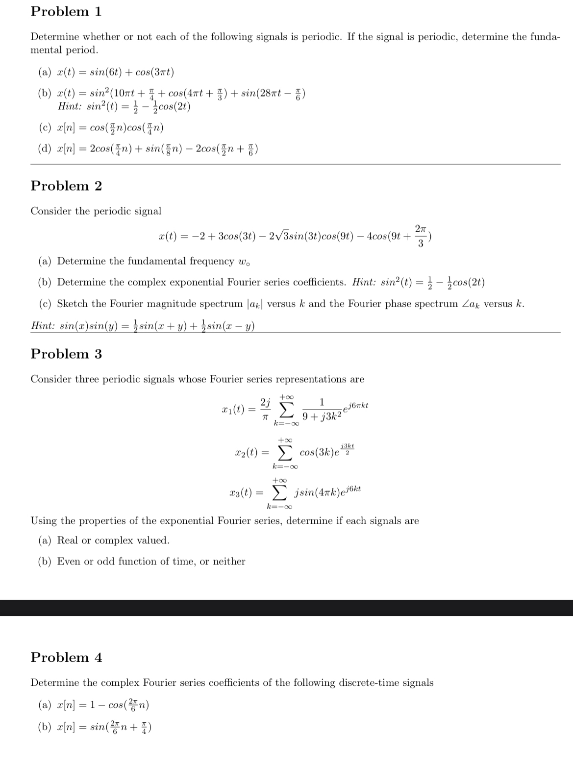 Solved Problem 1Determine whether or not each of the | Chegg.com